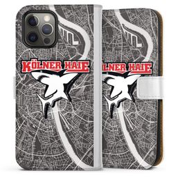 DeinDesign iPhone 12 Pro Max Handy Klapph&uuml;lle Handyh&uuml;lle aus Kunst Leder wei&szlig; Flip Case K&ouml;lner Haie Ice Hockey Official Licensed Product Sideflip mit Lasche
