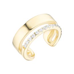 Ohrklemme Firetti "Schmuck Geschenk Silber 925 Ear Cuff in zweireihiger Optik", gold (gelbgoldfarben, kristallwei&szlig;, kristallwei&szlig;), Ohrringe, Damen, Silber 925 (Sterlingsilber), Ohrklemme, mit Zirkonia (synth.)