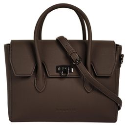 Henkeltasche Bugatti "IRIA", Damen, Gr. B/H/T: 27cm x 18cm x 11cm onesize, braun, Polyurethan (PU), unifarben, Taschen Henkeltasche