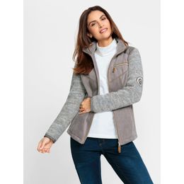 Fleecejacke Inspirationen, Damen, Gr. 36, grau (taupe, ecru, meliert), 100% Polyester, Futter:60% Baumwolle, 40% Polyester, &Auml;rmel:20% Wolle, 70% Polyacryl, 10% Polyamid, meliert, Jacken Fleecejacke