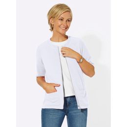 Shirtjacke Classic Basics "Shirtjacke", Damen, Gr. 46, wei&szlig;, 98% Polyester, 2% Elasthan, unifarben, Rundhals, Shirts Shirtjacke