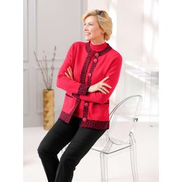 Strickjacke CLASSIC, Damen, Gr. 54, rot, 50% Modal, 30% Polyamid, 20% Polyester, gemustert, Strickjacken Strickjacke