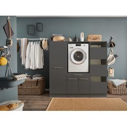 Mehrzweckschrank-Set LAUNDREEZY "LAUNDREEZY LDSK8", grau (anthrazit), B:167,5cm H:162cm T:67,5cm, Holzwerkstoff, Kastenm&ouml;bel-Sets, Mehrzweckschrank-Set, Breite 167,5 cm, Softclose, h&ouml;henverstellbare F&uuml;&szlig;e