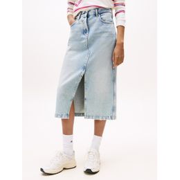 Jeansrock Tommy Jeans "CLAIRE SKIRT CBF DI2014", Damen, Gr. 34, blau (denim light), Denim/Jeans, Obermaterial: 100% Baumwolle, unifarben, lang, R&ouml;cke Jeansrock