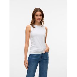 V&eacute;ro Moda Shirttop VERO MODA "VMPANDA MODAL SL TOP JRS NOOS", Damen, Gr. L, wei&szlig; (hellwei&szlig;), Jersey, Obermaterial: 48% Baumwolle, 48% Modal, 4% Elasthan, unifarben, figurbetont normal, U-Boot-Ausschnitt, Tops Shirttop, Baumwollmischung, slim fit, Topseller