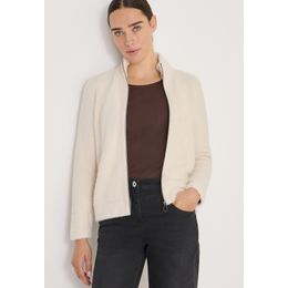 Strickjacke Cecil, Damen, Gr. L (42), light greige, Strick, Obermaterial: 65% Polyamid, 23% Polyester, 12% Viskose, Strukturmuster, regular fit normal, ohne Ausschnitt, Strickjacken Strickjacke, mit Taschen