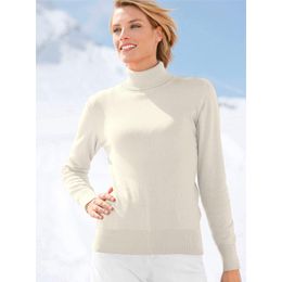 Rollkragenpullover Casual Looks "Pullover", Damen, Gr. 54, beige (ecru), 100% Baumwolle, unifarben, figurumspielend, Pullover Rollkragenpullover