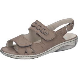 Waldl&auml;ufer Riemchensandale WALDL&Auml;UFER "GARDA", Damen, Gr. 5 (38), grau (taupe), Nubukleder, Schuhe Riemchensandale, Sommerschuh, Sandalette, Keilabsatz, mit Druckknopf, G-Weite