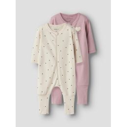 Pyjama name it "NBFNIGHTSUIT 2P ZIP FF HEART NOOS", M&auml;dchen, Gr. 62, beige (summer sand pack:w, deauville mauve), Jersey, Obermaterial: 100% Baumwolle, bedruckt, regular fit, Rundhals, Homewear-Sets Pyjama