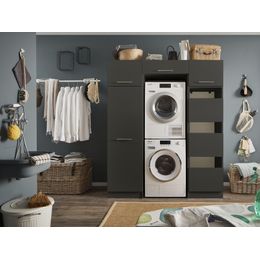 Mehrzweckschrank-Set LAUNDREEZY "LAUNDREEZY LDLK3", grau (anthrazit), B:167,5cm H:200cm T:67,5cm, Holzwerkstoff, Kastenm&ouml;bel-Sets, Mehrzweckschrank-Set, Breite 167,5 cm, Softclose, h&ouml;henverstellbare F&uuml;&szlig;e