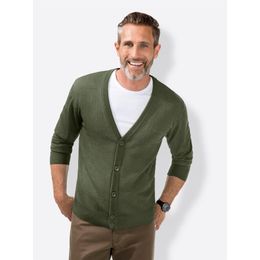 Cardigan Marco Donati, Herren, Gr. 56, gr&uuml;n (khaki), 100% Schurwolle, unifarben, Strickjacken Cardigan