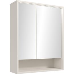 Spiegelschrank BASIC BY BALCULINA "Lucera Spiegelschrank, Badezimmerschrank BxHxT 60x75x20", beige (kaschmirfarben), B:60cm H:75cm T:20cm, Holzwerkstoff, Schr&auml;nke, Spiegelschrank, Breite 60 cm, T&uuml;r L/R montierbar, LED-Beleuchtung