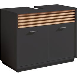 Waschbeckenunterschrank BASIC BY BALCULINA "Liguria B/H/T 80x64x40 cm", anthrazit, evoke eichefarben, B:80cm H:64cm T:40cm, FSC-zertifizierter Holzwerkstoff, Schr&auml;nke, Waschbeckenunterschrank, Breite 80cm, Unterflurauszug, FSC-Mix 70%
