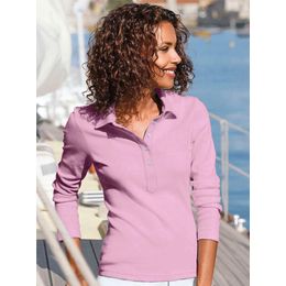 Langarm-Poloshirt Casual Looks "Poloshirt", Damen, Gr. 48, rosa (ros&eacute;), 100% Baumwolle, Webstoff:100% Baumwolle, unifarben, ohne Ausschnitt, Shirts Langarm-Poloshirt