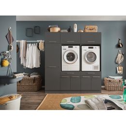 Mehrzweckschrank-Set LAUNDREEZY "LAUNDREEZY LDSK13", grau (anthrazit), B:185cm H:200cm T:67,5cm, Holzwerkstoff, Kastenm&ouml;bel-Sets, Mehrzweckschrank-Set, Breite 185 cm, Softclose, h&ouml;henverstellbare F&uuml;&szlig;e