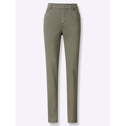 Bequeme Jeans Inspirationen, Damen, Gr. 25, Kurzgr&ouml;&szlig;en, gr&uuml;n (khaki), 54% Baumwolle, 37% Lyocell, 6% Elastomultiester, 3% Elasthan, unifarben, lang, Jeans Bequeme Jeans