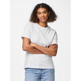 Rundhalsshirt Pieces "PCRIA SS SOLID TEE NOOS BC", Damen, Gr. M, hellwei&szlig;, Single Jersey, Obermaterial: 100% Baumwolle, unifarben, regular fit normal, Rundhals, Shirts Rundhalsshirt