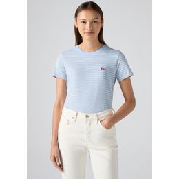 Levi's T-Shirt LEVI'S "PERFECT TEE", Damen, Gr. L (40), lse_tee chambray blau, Single Jersey, Obermaterial: 100% Baumwolle, unifarben, figurbetont normal, Rundhals, Shirts T-Shirt, mit kleiner Logo-Stickerei