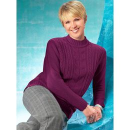 Stehkragenpullover Classic Basics "Pullover", Damen, Gr. 42, lila (brombeer), 100% Polyacryl, unifarben, figurumspielend, Pullover Stehkragenpullover
