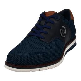 Slip-On Sneaker Bugatti, Herren, Gr. 40, blau (navy, cognac), Lederimitat, Textil, Schuhe Slip-On Sneaker, mit elastischen Gummiz&uuml;gen