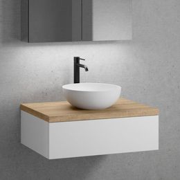 neoro n50 Unterschrank B: 80 cm mit 1 Auszug, Waschtisch &Oslash; 45 cm wei&szlig; matt,, BN0106WM+BN0412WM+BN0402W1,