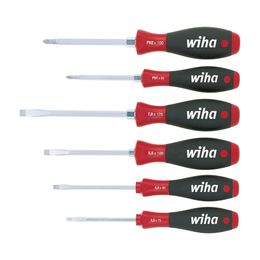 wiha Schraubendreher Set SoftFinish&reg; Schlitz, Phillips 6-tlg. mit Sechskantansatz (21248)