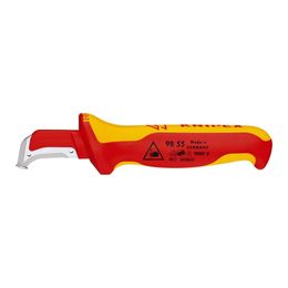 Knipex 98 55 Abmantelungsmesser mit Gleitschuh isoliert mit Mehrkomponenten-H&uuml;llen, VDE-gepr&uuml;ft 180 mm)
