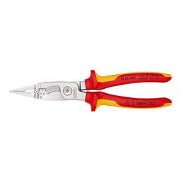 Knipex 13 86 200 Elektro-Installationszange mit Schneid-, Abisolier- und Crimpfunktion L200mm)