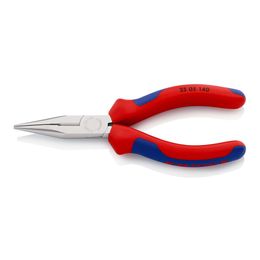 Knipex 25 05 140 Flachrundzange mit Schneide (Radiozange) mit Mehrkomponenten-H&uuml;llen verchromt 140 mm)