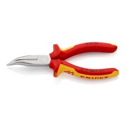 Knipex 25 26 160 Flachrundzange mit Schneide (Radiozange) isoliert mit Mehrkomponenten-H&uuml;llen, VDE-gepr&uuml;ft verchromt 160 mm)