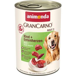 animonda GranCarno Adult Rind und Entenherzen Hunde-Nassfutter getreidefrei 6x400g