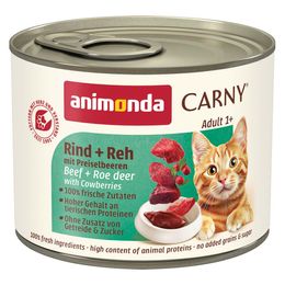 animonda Carny Adult Rind, Reh und Preiselbeeren Katzen-Nassfutter ohne Zucker 24x200g