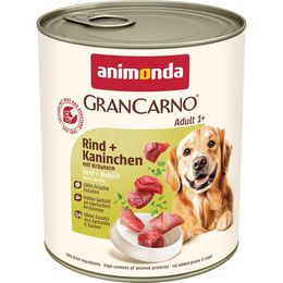 animonda GranCarno Rind und Kaninchen mit Kr&auml;utern Hunde-Nassfutter ohne k&uuml;nstliche Farbstoffe 24x800g