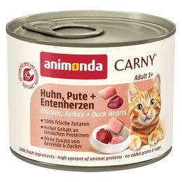 animonda Carny Adt Huhn, Pute und Entenherz Katzen-Nassfutter ohne Getreide 6x200g