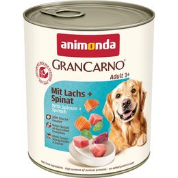 animonda GranCarno Adult mit Lachs + Spinat Hunde-Nassfutter getreidefrei 6x800g