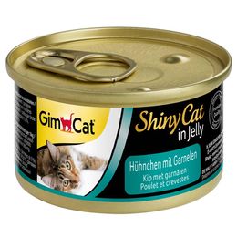 24x70g Gimcat ShinyCat in Jelly H&uuml;hnchen mit Garnelen