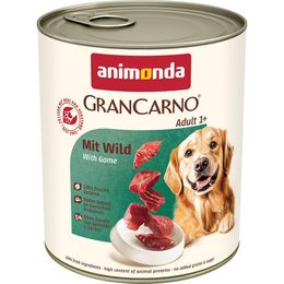 animonda GranCarno Adult mit Wild Hunde-Nassfutter getreidefrei 6x800g