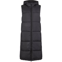 Steppweste Urban Classics "Urban Classics Ladies Long Hooded Puffer Vest", Damen, Gr. M, schwarz, 100% Polyester, Westen Steppweste