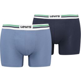 Levi's Langer Boxer LEVI'S, Herren, Gr. S, blau (navy, blau), Jersey, Obermaterial: 95% Baumwolle, 5% Elasthan, bedruckt, unifarben mit Farbeinsatz, normal, Unterhosen, mit Logo-Webbund