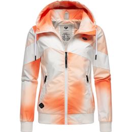 Funktionsjacke Ragwear "Nuggie Block Ombre Intl.", Damen, Gr. L (40), orange, Obermaterial: 100% Polyester; Innenfutter: 100% Polyester, figurumspielend h&uuml;ftbedeckend, &Auml;rmel ohne &Auml;rmelschlitz Rippstrickb&uuml;ndchen, Jacken Funktionsjacke, &Uuml;bergangsjacke mit auff&auml;lligem Batik-Muster