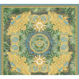 Vliestapete Versace "Wallpaper Versace 5 Design", blau (blau goldfarben gr&uuml;n), B:0,7m H:0,01m L:10,05m, Vinyl, Vlies, Tapeten, Dschungel auffallende Fliesen-Tapete Tapeten Wohnzimmer Schlafzimmer