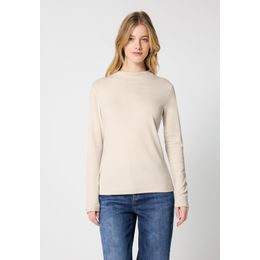 Langarmshirt Street One, Damen, Gr. 44, soft beige, Web, 48% Baumwolle, 47% Modal, 5% Elasthan, unifarben, comfort fit normal, ohne Ausschnitt, abgesteppt, Shirts Langarmshirt, mit Turtleneck