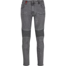 Bequeme Jeans 2Y Premium "2Y Premium Oscar Ripped Slim Fit Jeans", Damen, Gr. 28, Normalgr&ouml;&szlig;en, washed grau, 100% Baumwolle, unifarben, Jeans