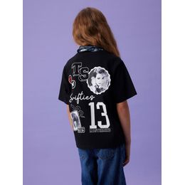 T-Shirt name it "NKFFEYRE TSWIFT SS NREG TOP SKY", M&auml;dchen, Gr. 134 (140), schwarz, Jersey, Obermaterial: 95% Baumwolle, 5% Elasthan, bedruckt, normal, Rundhals, Shirts T-Shirt, CELEBRITY ICONS mit Taylor Swift Druck