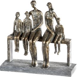 Dekofigur CASABLANCA BY GILDE "Skulptur We are family, bronzefarben/grau", orange (bronzefarben, grau), B:26cm H:26cm T:9cm, Polyresin, Dekofiguren, Dekoobjekt, H&ouml;he 26 cm, Familie, mit Spruchanh&auml;nger, Wohnzimmer