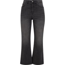 Bequeme Jeans Urban Classics "Urban Classics Ladies Cropped Flared Denim Pants", Damen, Gr. 27, Normalgr&ouml;&szlig;en, schwarzwashed, 100% Baumwolle, unifarben, Jeans