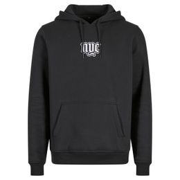 Kapuzensweatshirt MisterTee "MisterTee NYC Old English Wording Patch Hoody", Herren, Gr. M, schwarz, 65% Baumwolle, 35% Polyester, bedruckt, Sweatshirts