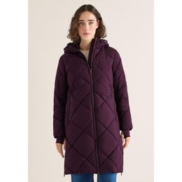 Steppmantel Cecil, Damen, Gr. XL (44), schwarz plum, Stoff, Obermaterial: 100% Polyester; Futter: 100% Polyester; F&uuml;llung: 100% Polyester; Strings: 100% Polyester, unifarben, normal Po-bedeckend, ohne Ausschnitt, B&uuml;ndchen, M&auml;ntel Steppmantel, mit Kapuze