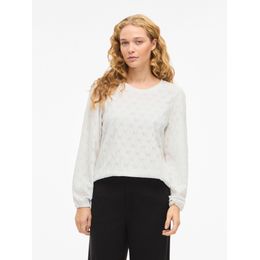 Langarmshirt Vila "VIASTA O-NECK L/S TOP - NOOS", Damen, Gr. XS, snow wei&szlig;, Jersey, Obermaterial: 77% Polyester, 18% Viskose, 5% Elasthan, unifarben, regular fit normal, Rundhals, elastischer Bund, Shirts Langarmshirt