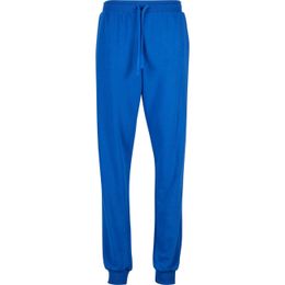 Stoffhose Urban Classics "Urban Classics Light Terry Basic Sweatpants", Damen, Gr. L, US-Gr&ouml;&szlig;en, royal, 95% Baumwolle, 5% Elasthan, unifarben, loose fit, Hosen Stoffhose